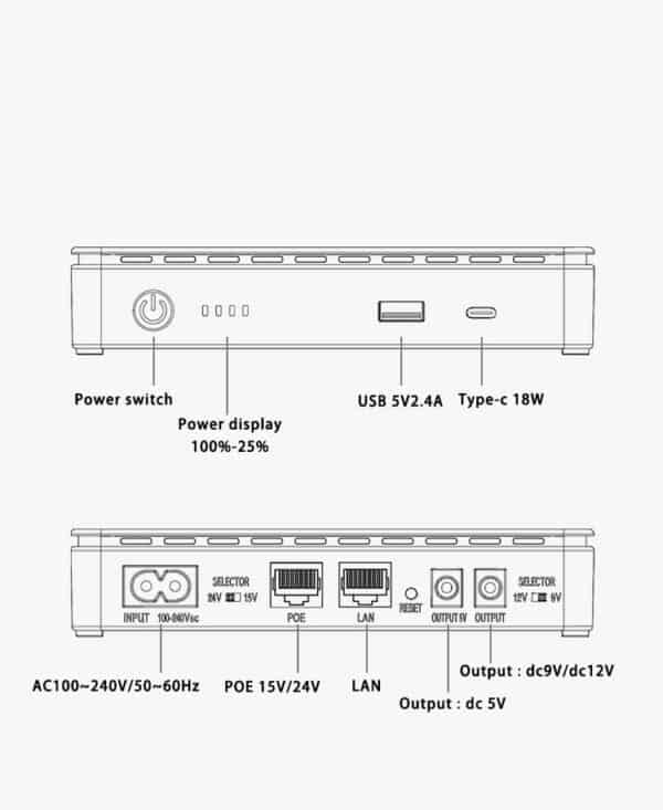 Mini DC UPS Power Bank with Lithium Battery POE for WiFi Routers